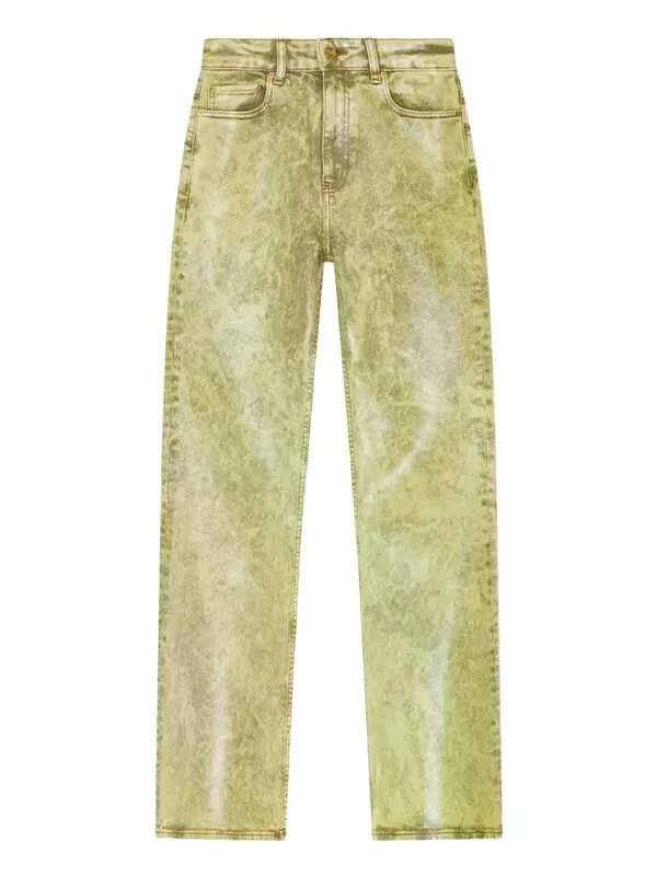 GANNI Foil Flared Jeans - Green