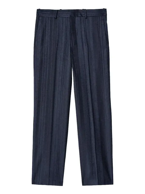 Cos Jacquard Straight-leg Pants - Navy