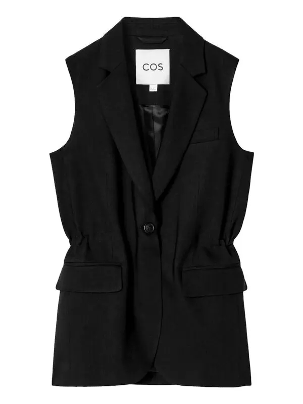 Cos Slim Linen Vest - Black