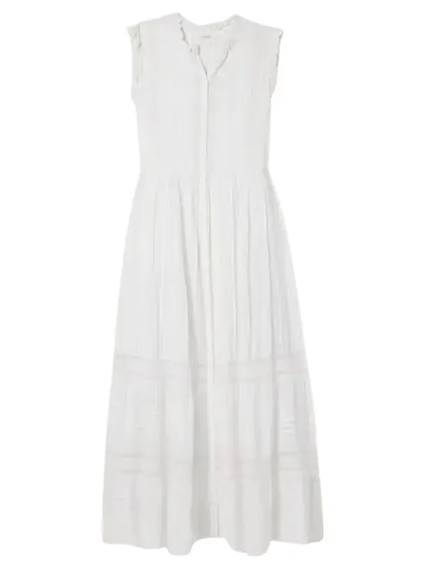 DÔEN Helaine Crocheted Cotton-voile Midi Dress - White