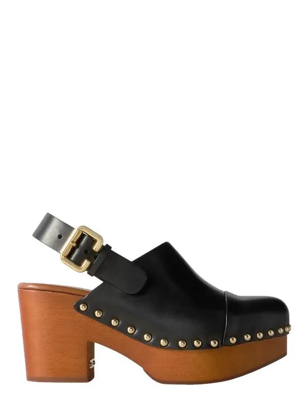 Chloé Jeannette Studded Leather Slingback Platform Clogs - Black