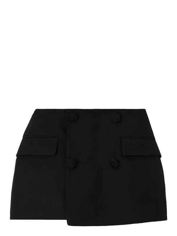 Balmain Wrap-effect Button-embellished Wool Shorts - Black