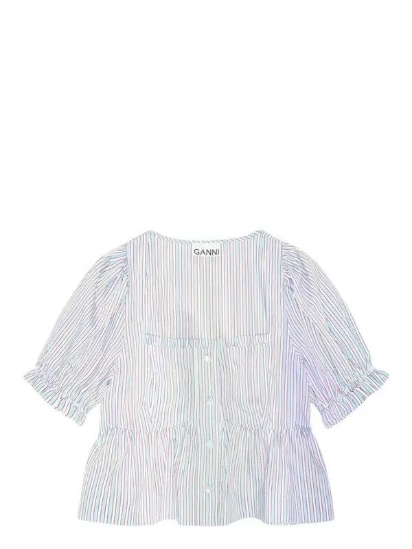 GANNI Striped Blouse - White