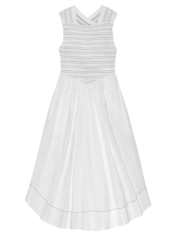 GANNI Square-neck Midi Dress - White