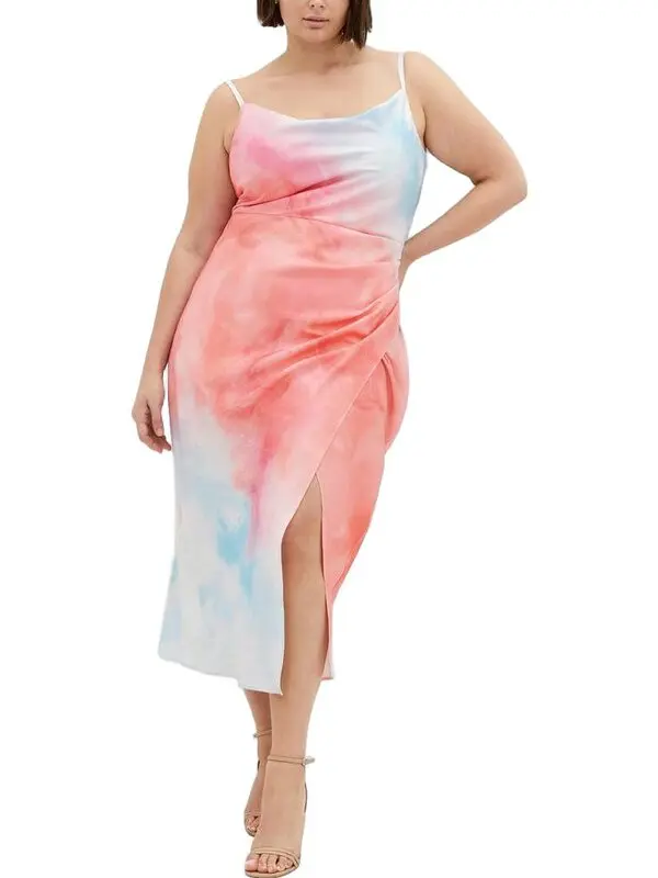 City Chic Print Evening Dress - Sunset Ombre