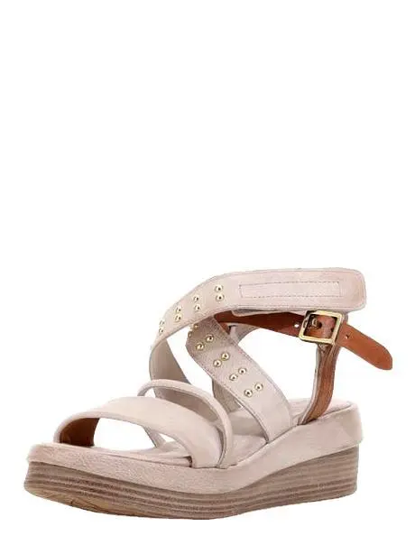 A.S.98 Shiloh Studded Wedge Sandals - Bone