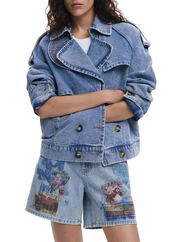 Desigual Oversized Denim Trucker Jacket - Light Blue