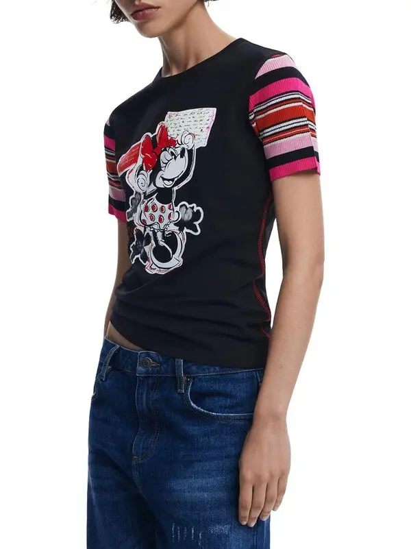 Desigual Minnie Mouse Graphic T-shirt - Black