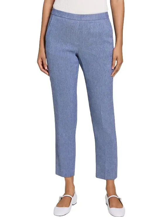 Theory Treeca Linen Blend Crop Pants - Light Denim