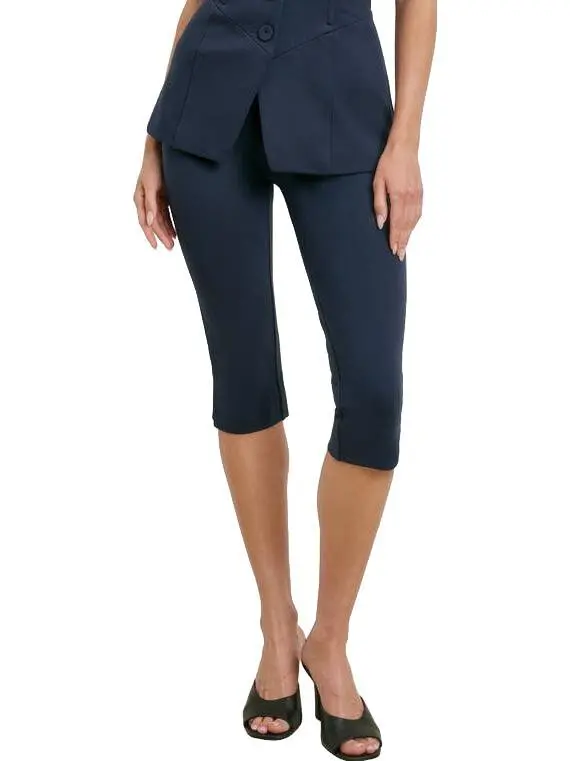FAVORITE DAUGHTER The Carrie Pedal Pusher Slit Hem Capri Pants - Navy