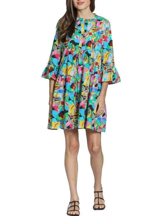 APNY Mix Print Tunic Dress - Bright Blue Multi
