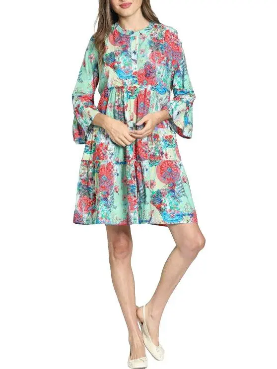 APNY Mix Print Tunic Dress - Mint Green Multi