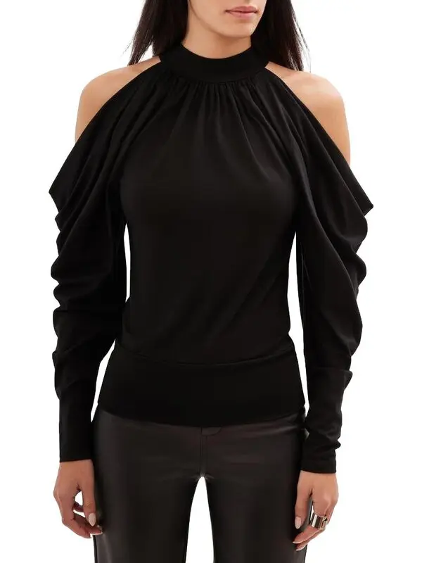 MARCELLA Perry Draped Cold Shoulder Top - Black