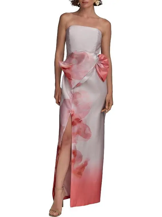 Donna Karan New York Floral Strapless Column Gown - Spring Mel