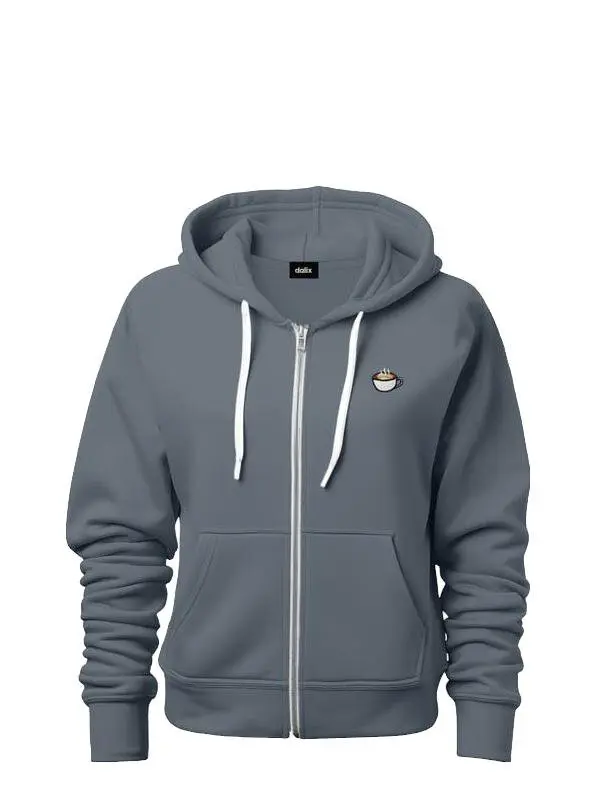 DALIX Cappuccino Zip Hoodie - Steel Blue