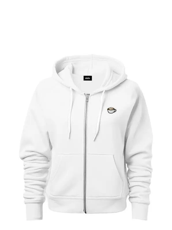 DALIX Cappuccino Zip Hoodie - White