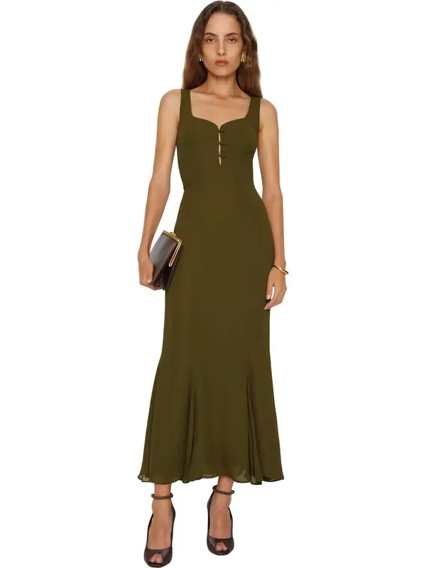 REFORMATION Laine Sleeveless Midi Dress - Moss Garden