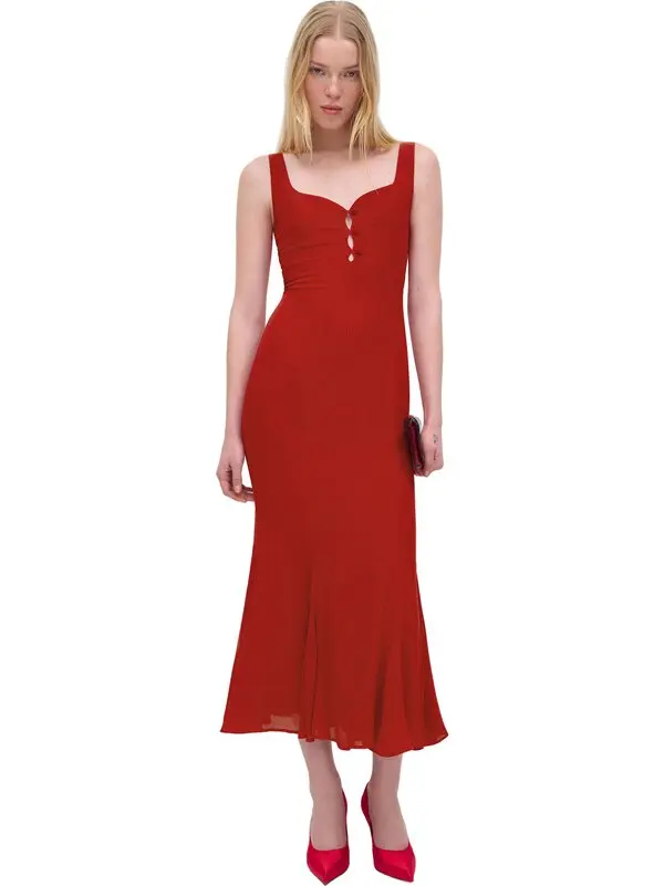 REFORMATION Laine Midi Dress - Red
