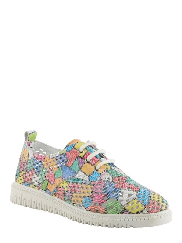 SPRING STEP SHOES Perforated Leather Sneaker - White Multi
