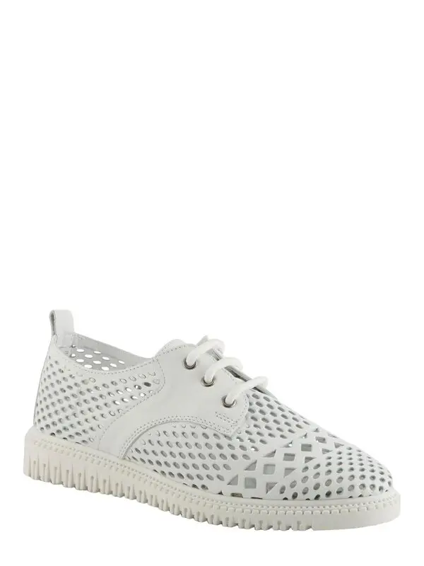 SPRING STEP SHOES Perforated Leather Sneaker - White