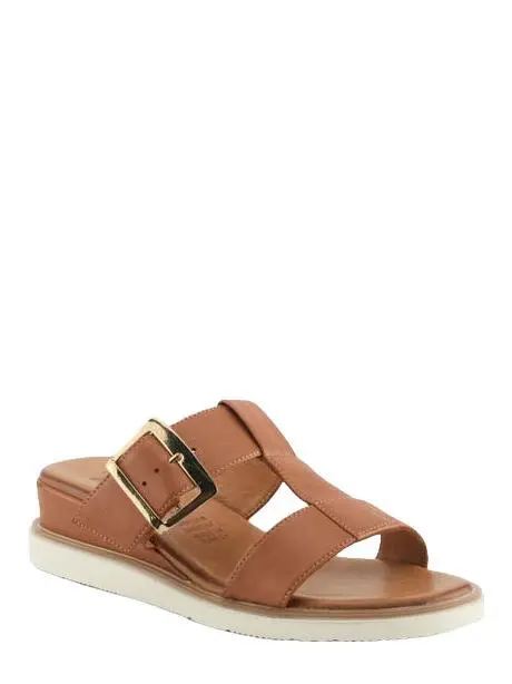 SPRING STEP SHOES Seaport Leather Slide Sandal - Camel