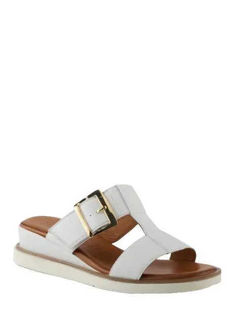 SPRING STEP SHOES Seaport Leather Slide Sandal - White