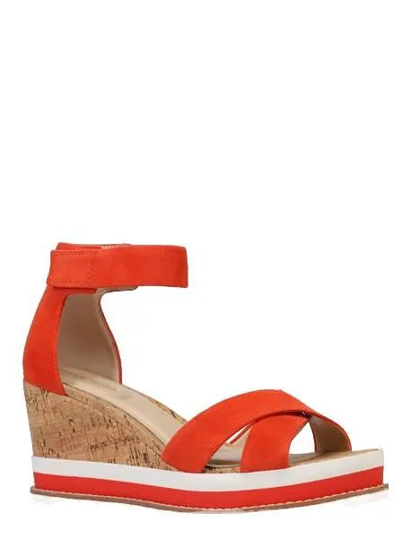 Pelle Moda Westyn Platform Wedge Sandal - Red Orange