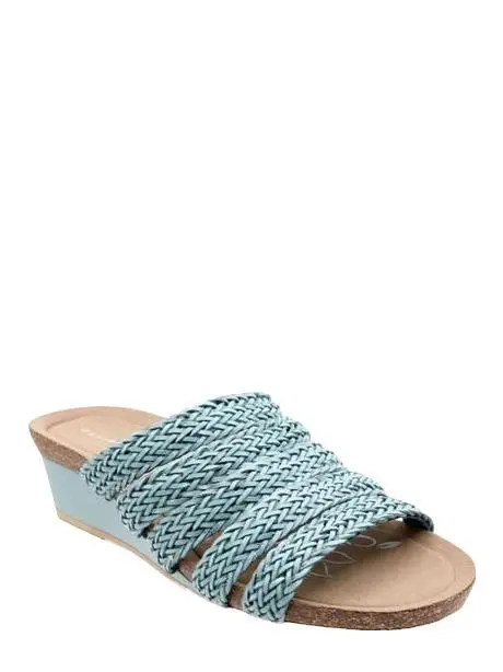 DAVID TATE Fabiana Platform Wedge Slide Sandal - Denim