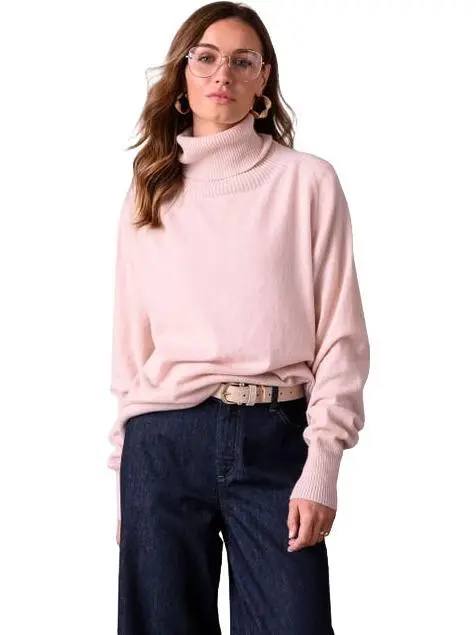 CELTIC & CO. Geelong Wool Slouch Turtleneck Sweater - Peony