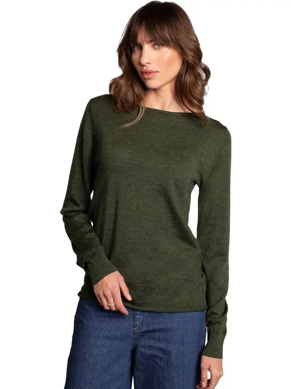 CELTIC & CO. Merino Fine Knit Boat Neck Sweater - Olive