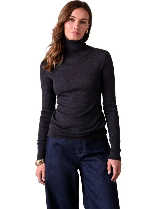 CELTIC & CO. Merino Roll Neck Fitted Sweater - Charcoal