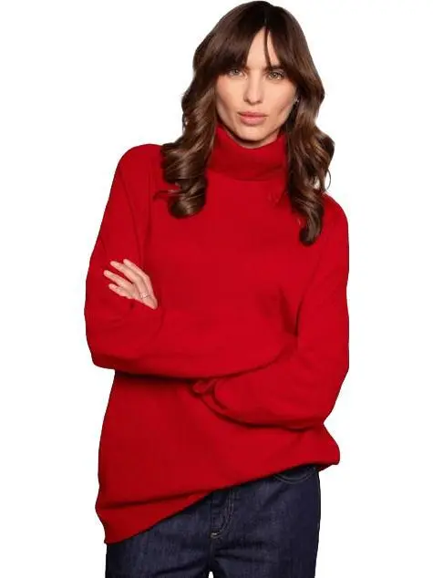 CELTIC & CO. Geelong Wool Slouch Turtleneck Sweater - Pillarbox Red