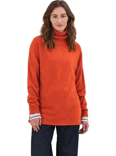 CELTIC & CO. Geelong Wool Slouch Turtleneck Sweater - Burnt Orange