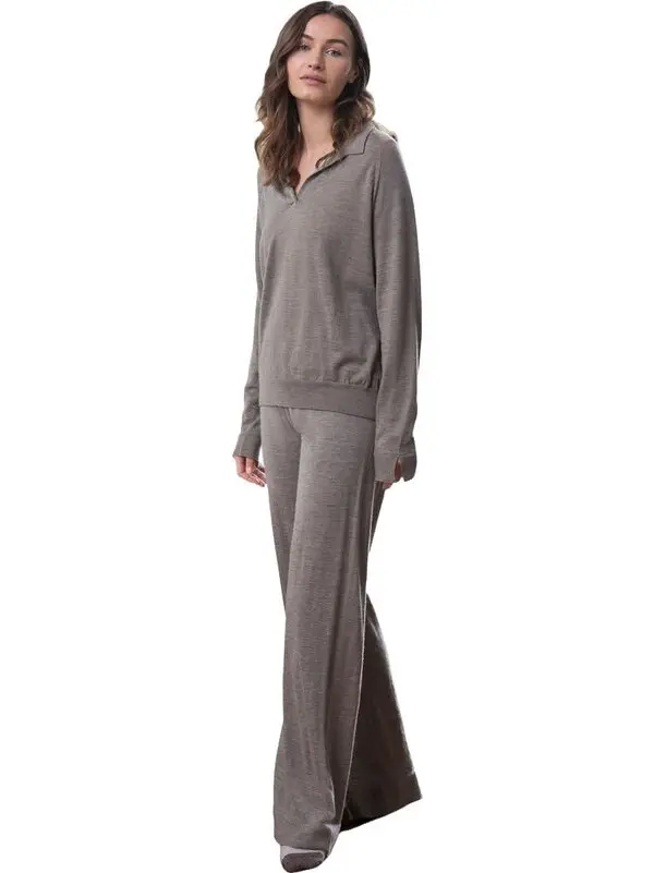 CELTIC & CO. Wide Leg Merino Lounge Pants - Biscuit