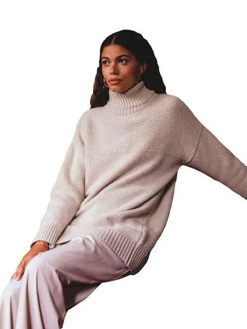 CELTIC & CO. Lambswool Funnel Neck Sweater - Oatmeal