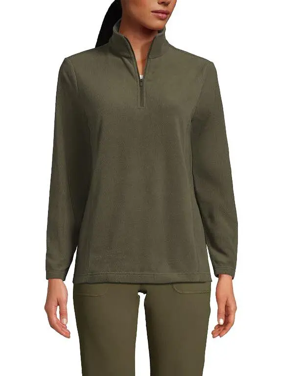 LANDS' END Fleece Quarter-zip Pullover - Forest Moss