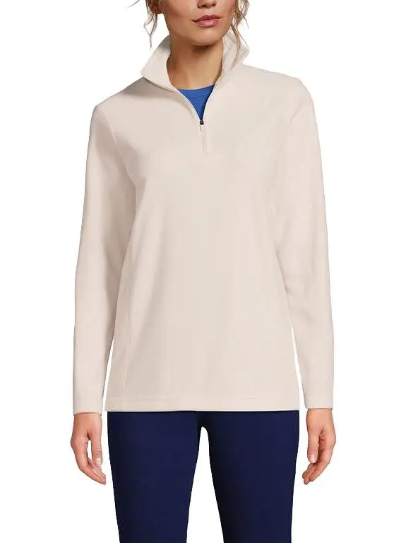 LANDS' END Anyweather Fleece Quarter-zip Pullover - Ivory Latte