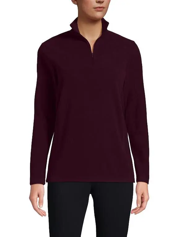 LANDS' END Fleece Quarter-zip Pullover - Lush Burgundy