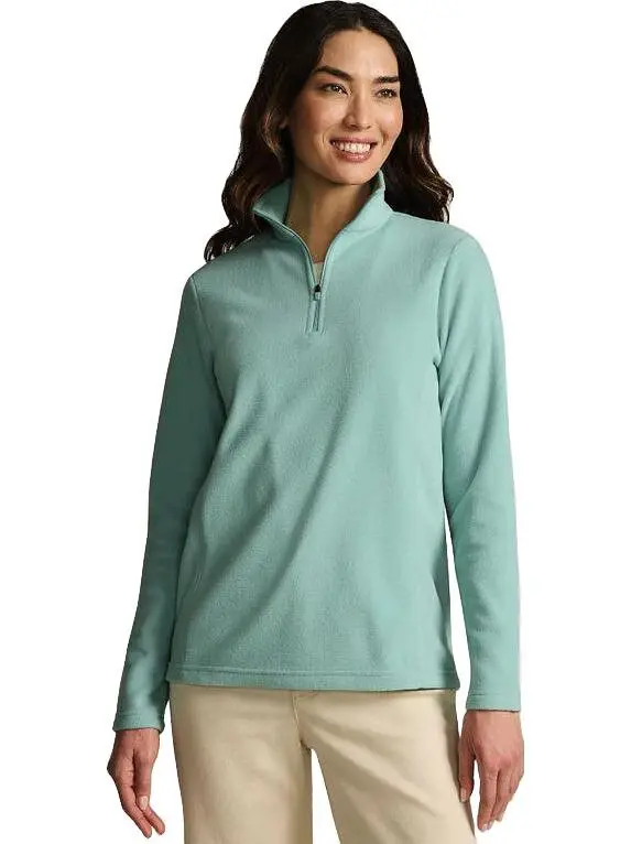 LANDS' END Fleece Quarter-zip Pullover - Mint Sky