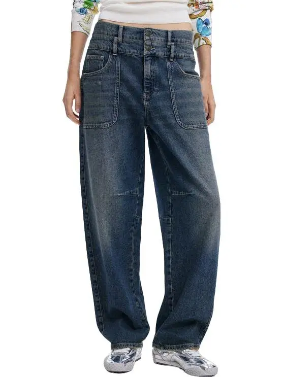 Desigual High-waist Boyfriend Jeans - Medium Blue