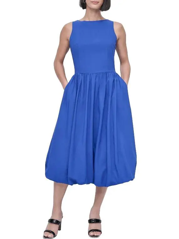 Dkny Drop Waist Bubble Hem Midi Dress - Atlantic Blue