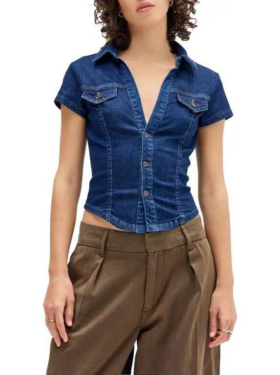 BDG URBAN OUTFITTERS Denim Short Sleeve Shirt - Blue