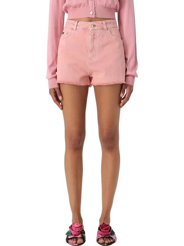 Dolce & Gabbana Denim Shorts With Raw Hem - Pink