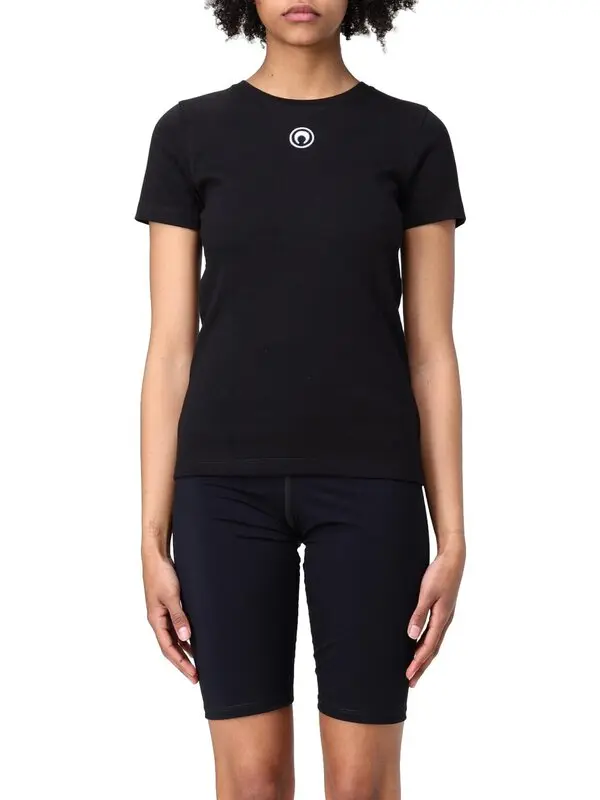 MARINE SERRE Crewneck T-shirt With Logo - Black