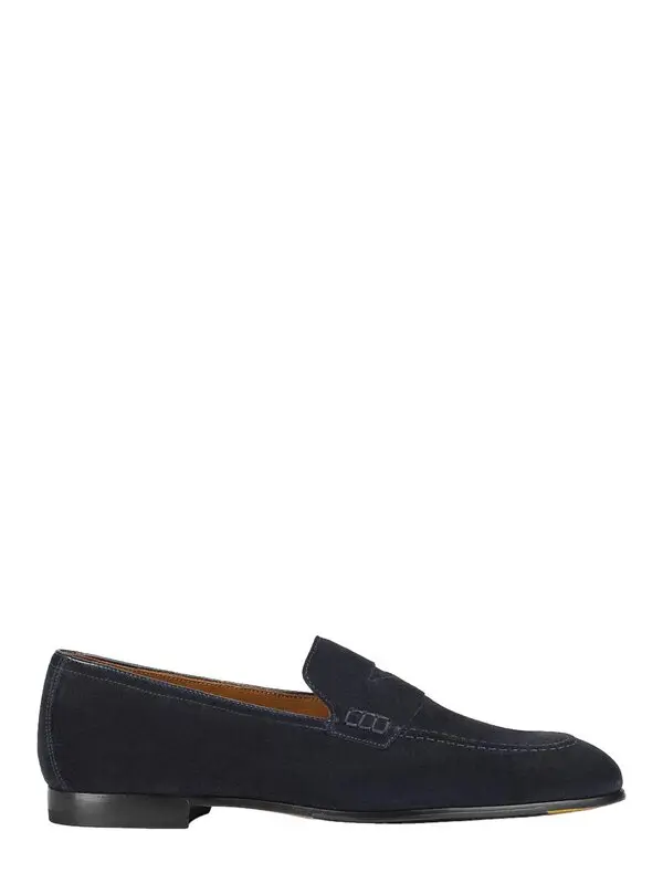 DOUCAL'S Suede Loafers With Saddle Strap - Blue