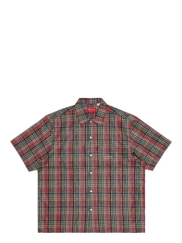 Supreme Metallic Plaid Short-sleeve Shirt - Red