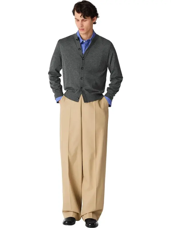 Bottega Veneta Cotton Twill Straight Trousers - Beige