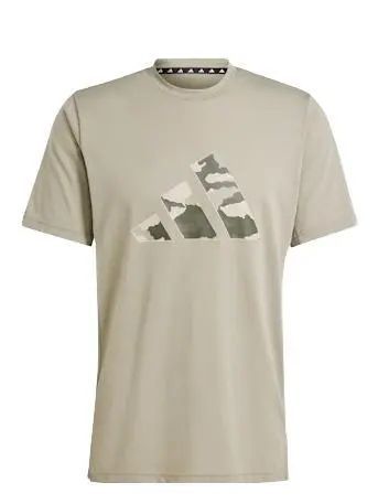 Adidas Train Essentials Camo Graphic Logo T-shirt - Silver Pebble