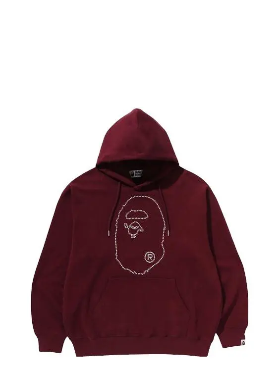 BAPE Studded Ape Head Relaxed Fit Pullover Hoodie - Burgundy