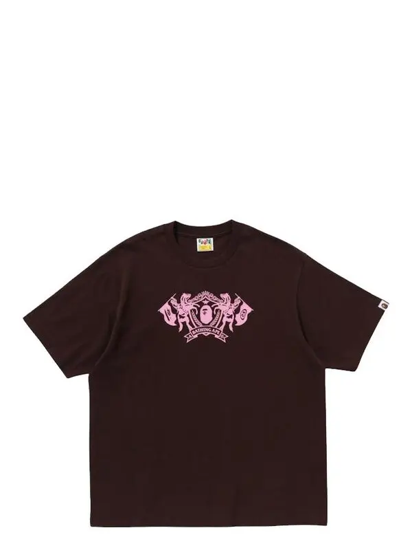 A BATHING APE College Logo Relaxed Fit Tee Shirt - Brown